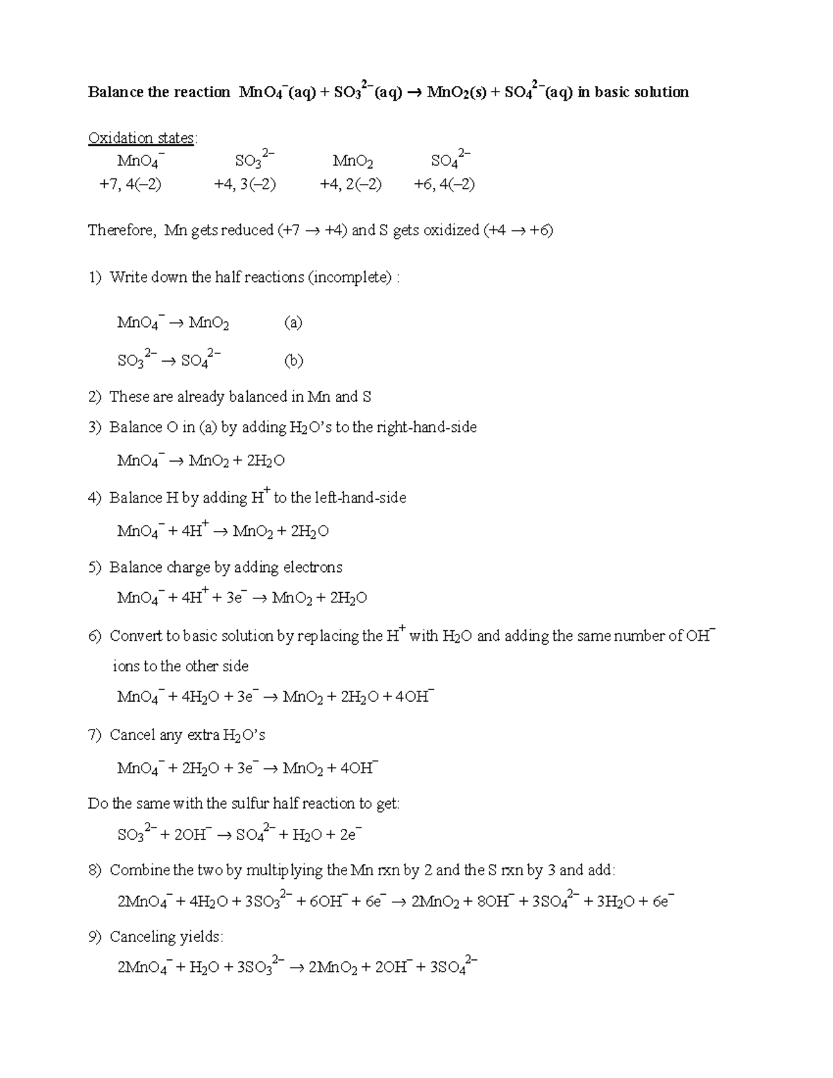 Chapter 18 Notes Balance Redox In Basic Solution Example Explanation ...
