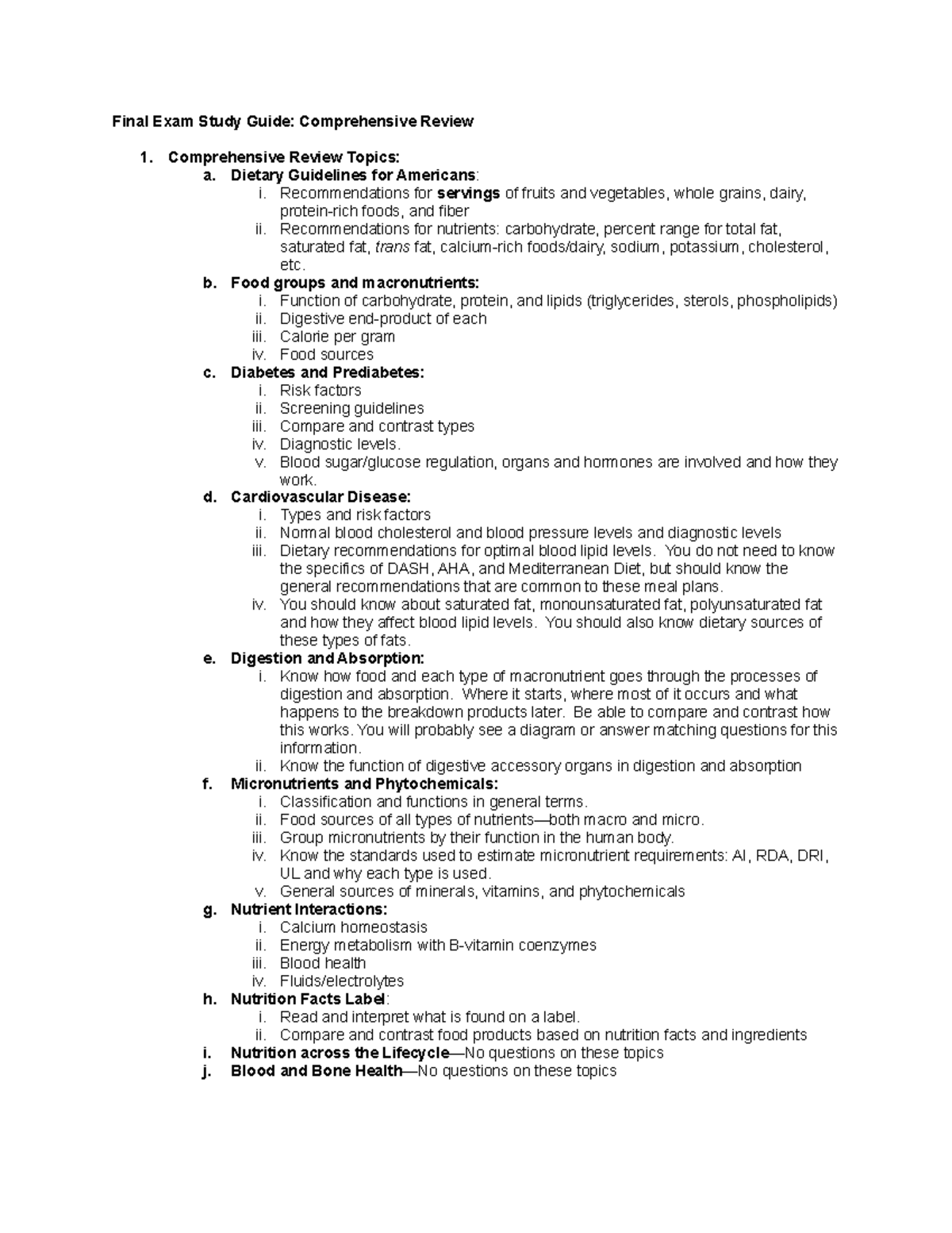 Final Exam Study Guide Comprehensive Review-3 - Comprehensive Review ...