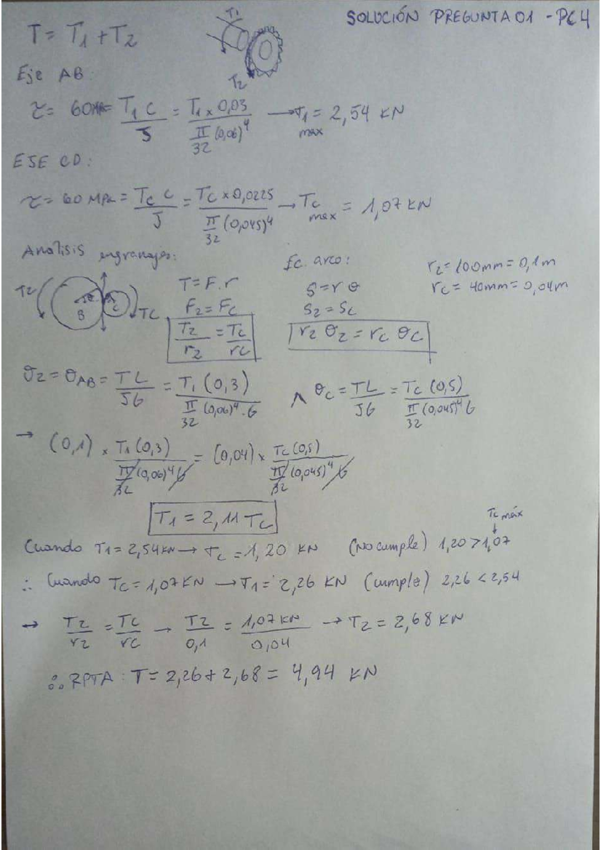 Sol PC4 RMT - Solucion de practica - Resistencia De Materiales - Studocu