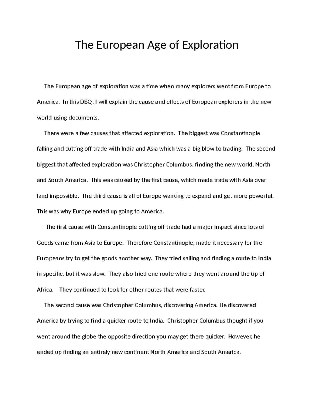 Dbq - It works - The European Age of Exploration The European age of ...