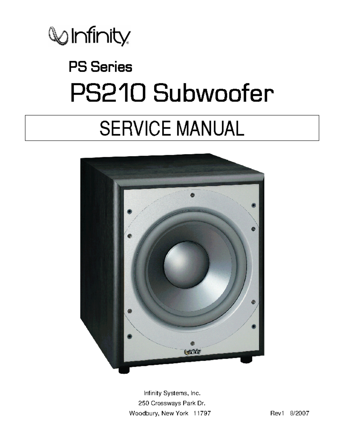 Infinity PS-210 Service Manual - PS Series PS210 Subwoofer SERVICE ...