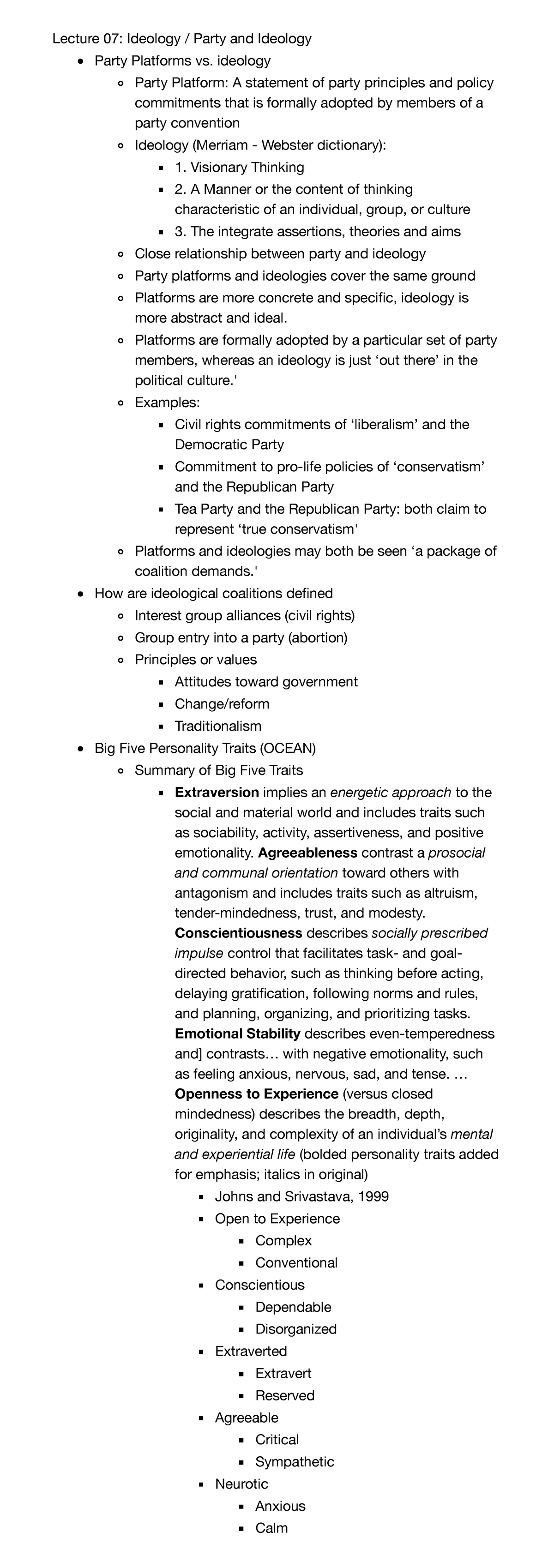 Lecture 07- Liberal and Conservative Ideology - Lecture 07: Ideology ...