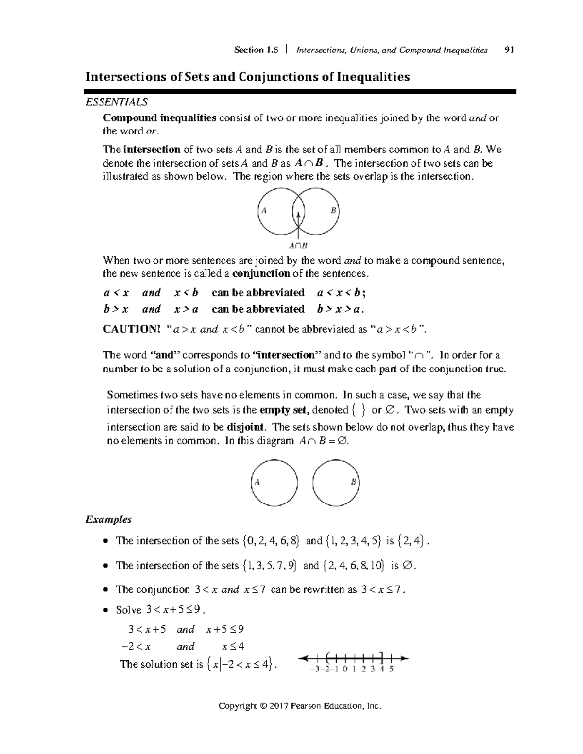 Section 1 - Intersections of Sets and Conjunctions of Inequalities ...
