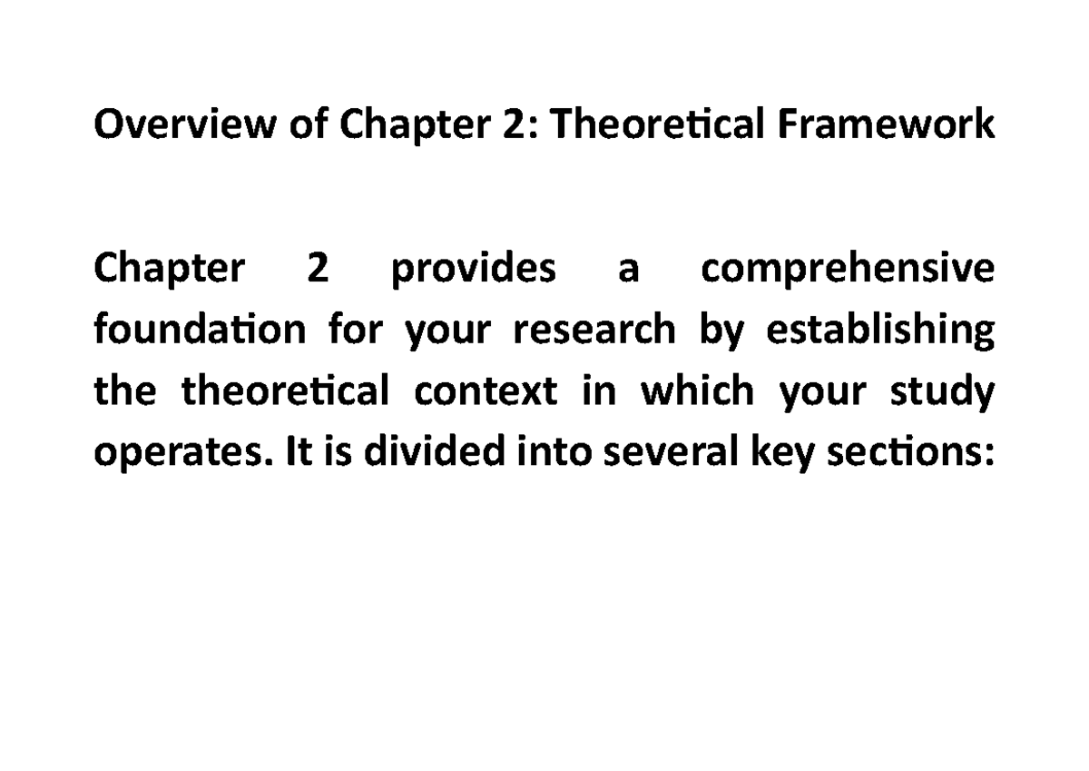Overview of Chapter 2 PR2 - Overview of Chapter 2: Theoretical ...