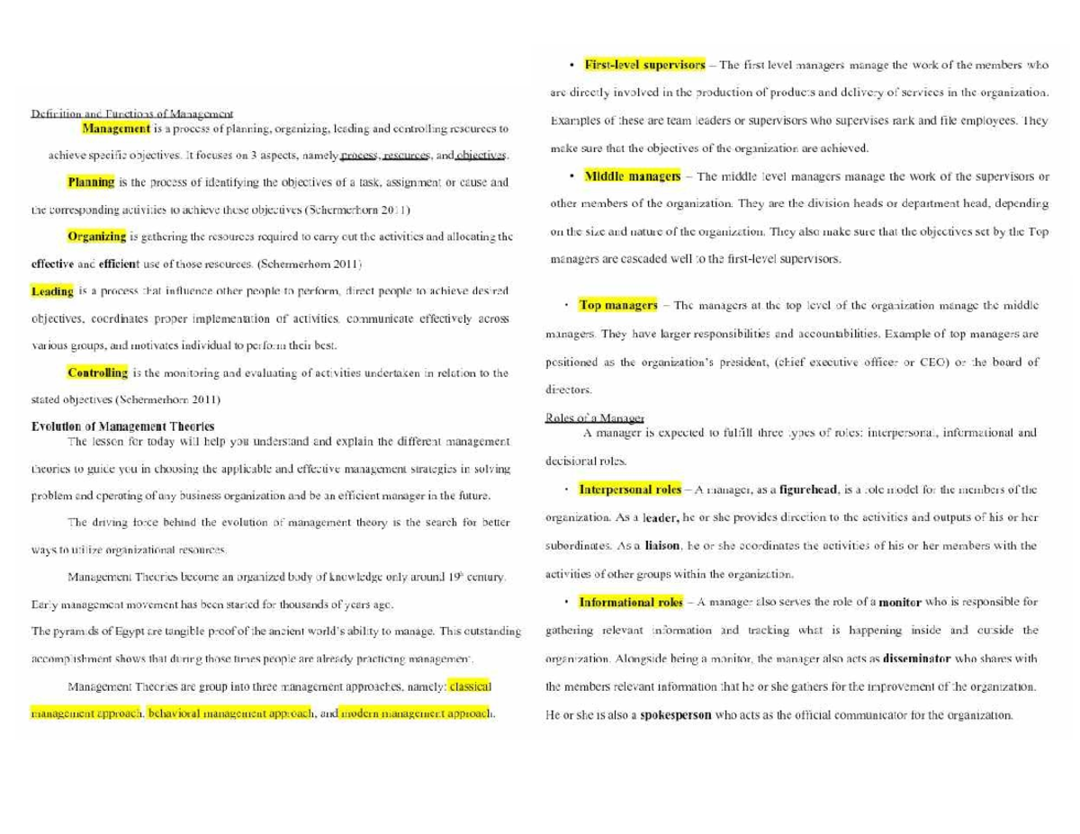 Orgman rev - First semester notes - Shs Grade 11 - Studocu