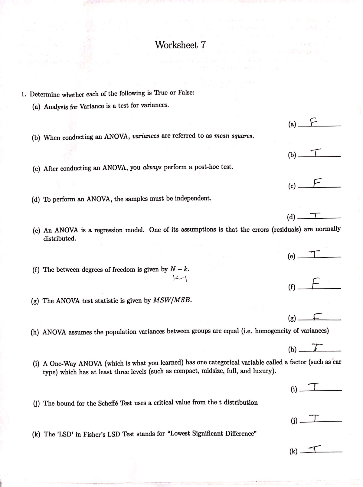 Worksheet 7 - FGCU - STA 2023 - Studocu