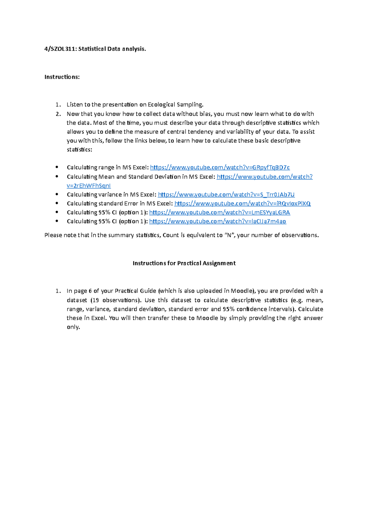 2021 Instructions to Students - 4/SZOL311: Statistical Data analysis ...