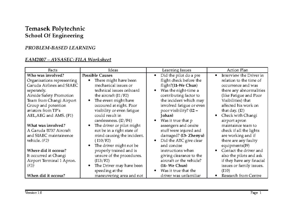 Finalised Fila Temasek Polytechnic School Of Engineering Problem Based Learning Eam2007