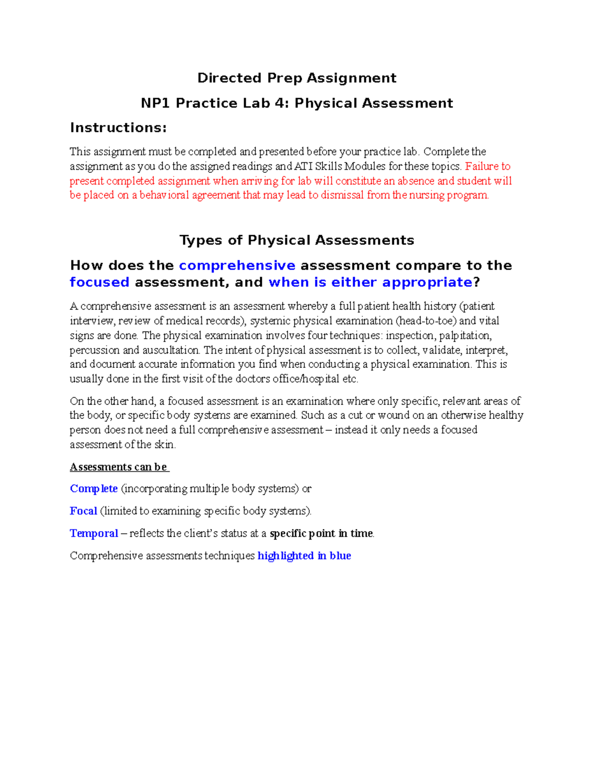 Lab work preparation for clinicals and other material - Directed Prep ...