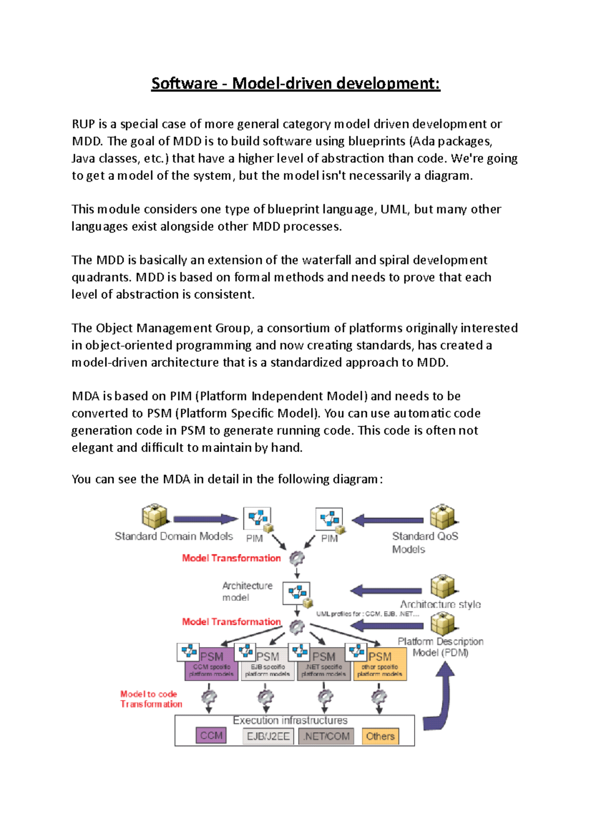 Software - Model-driven development - The goal of MDD is to build ...