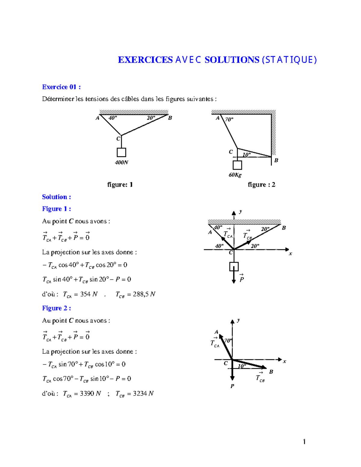 Exercices AVEC Solution Statique bio - CA = 354 CB = 288 , 5 CA = 3390 ...