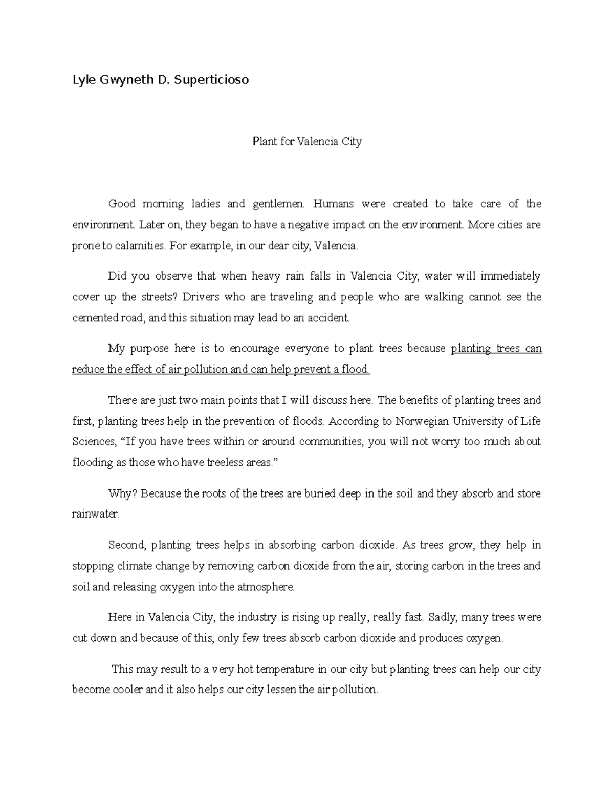 LYLE oral communication - Lyle Gwyneth D. Superticioso Plant for ...