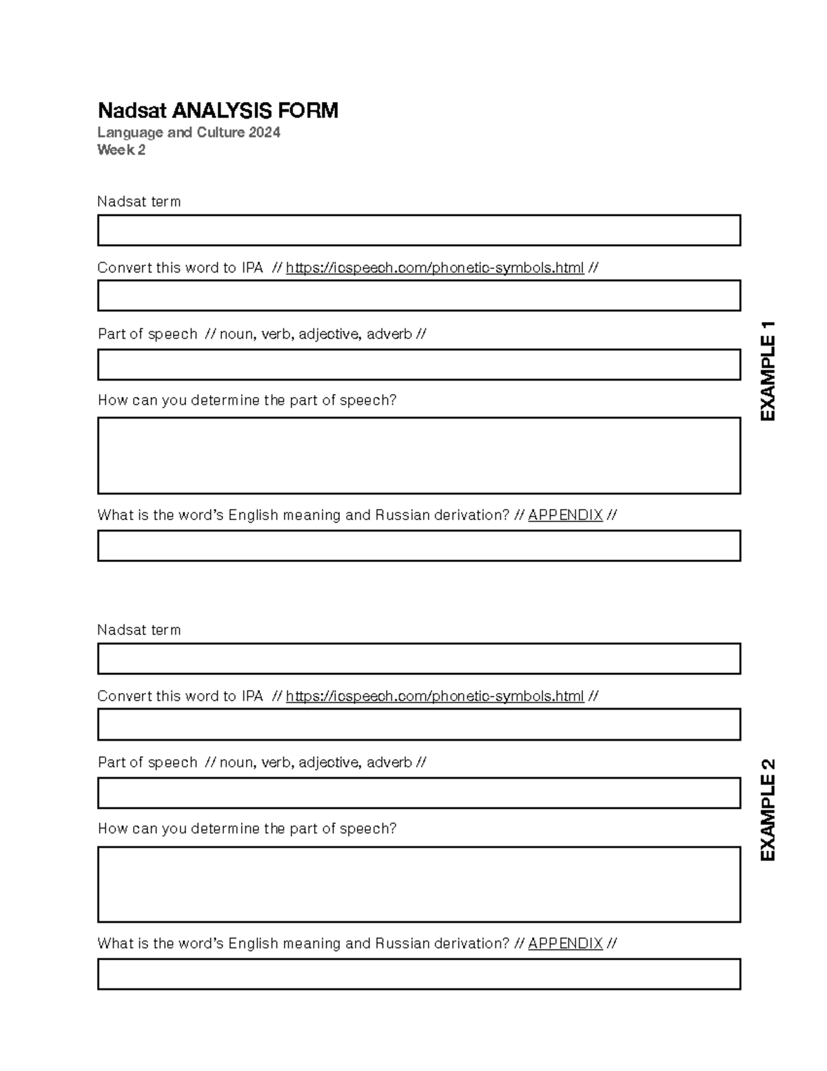 Week 2 Assignment Analysis FORM - Nadsat ANALYSIS FORM Language and ...