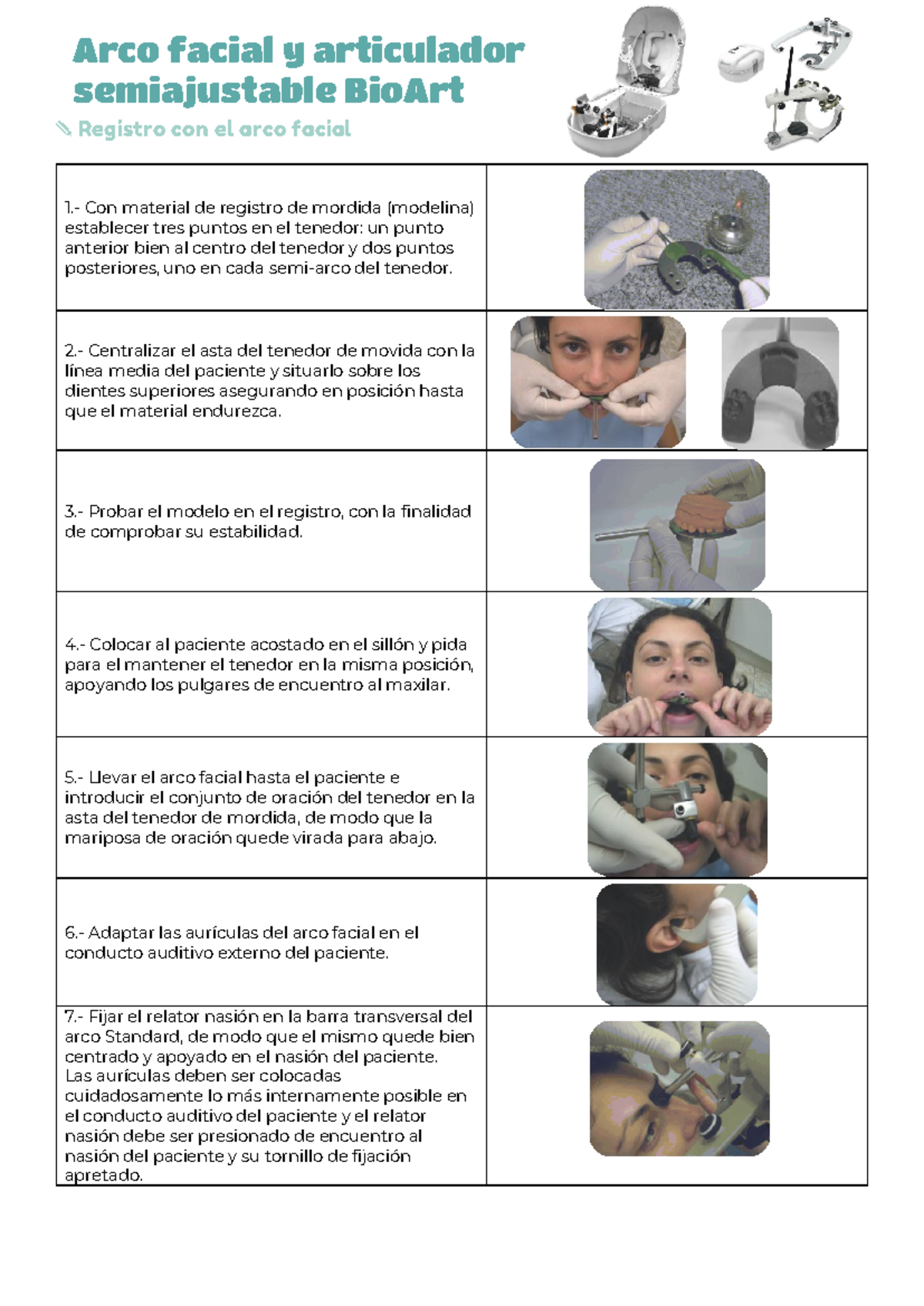 Arco facial y articulador semiajustable Bio Art - | Registro con el ...