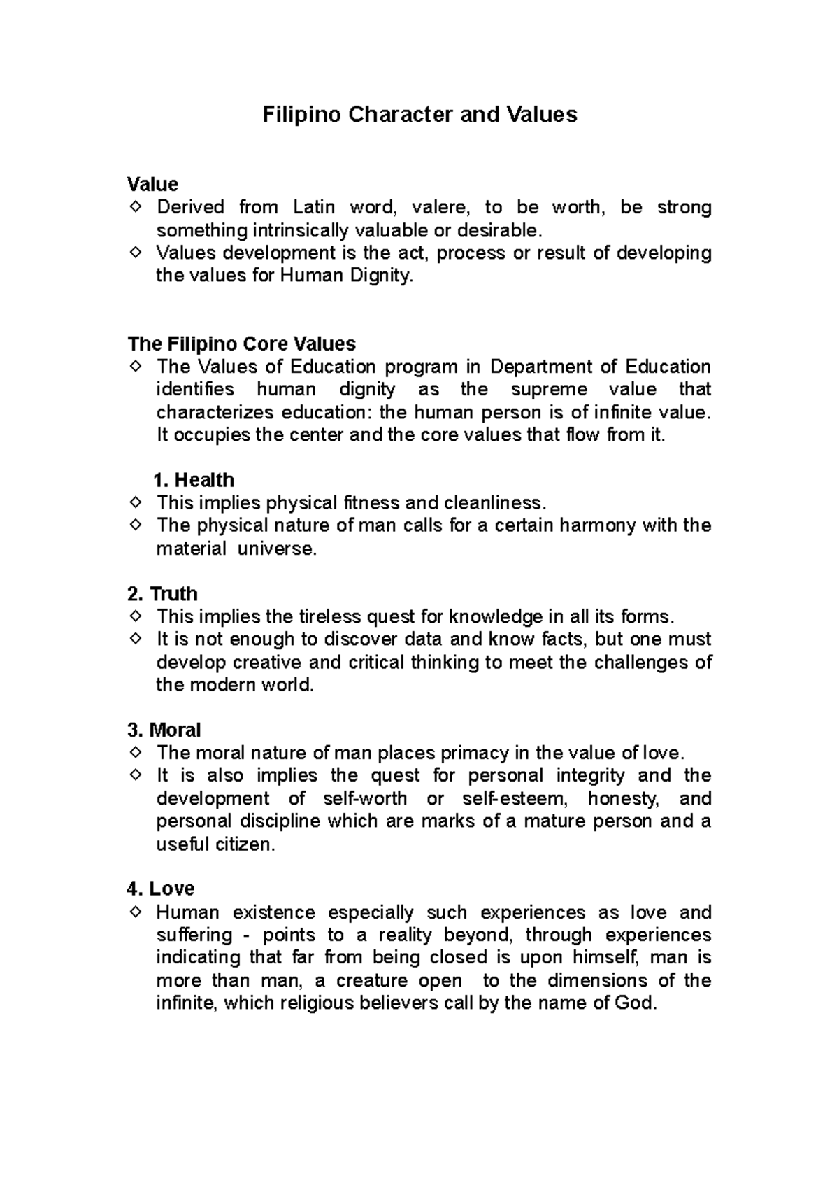 Filipino Character and Values - LTS Lecture - Filipino Character and ...