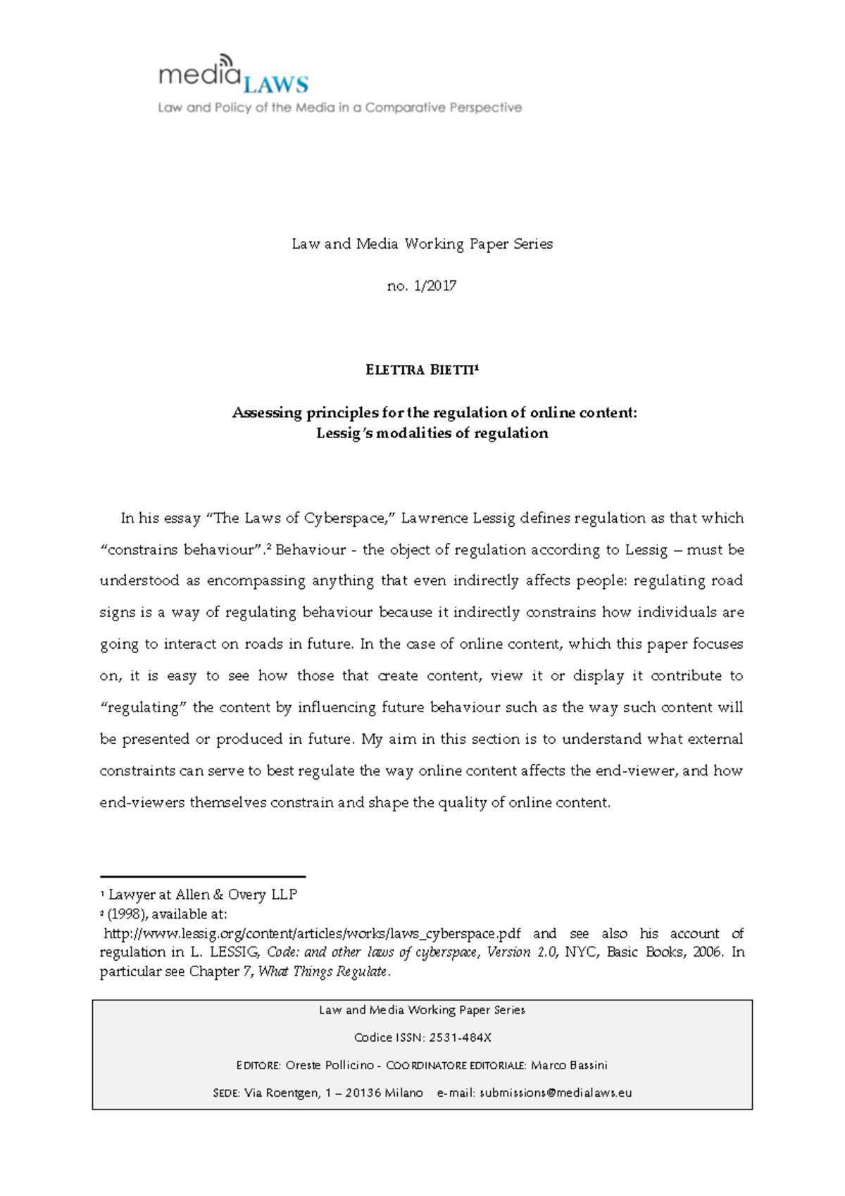 Assessing principles for the regulation of online content - Law and ...