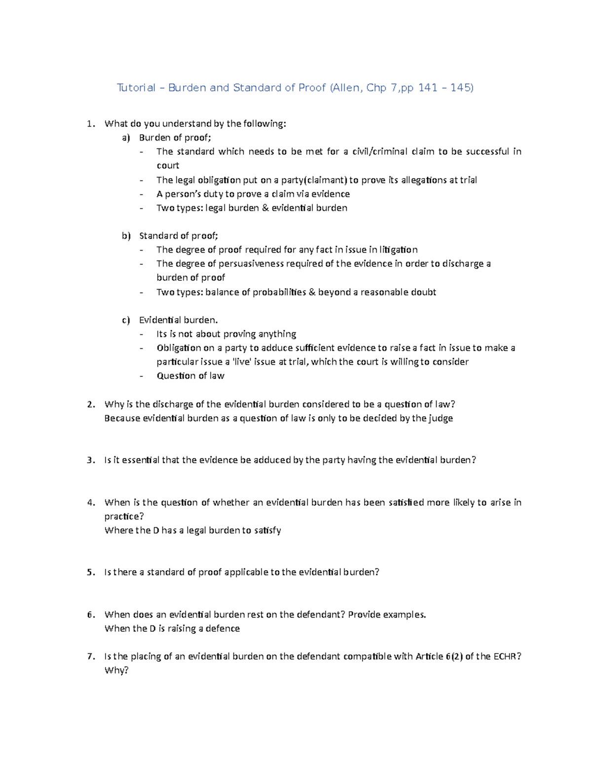 02-Tutorial - Burden Standard of Proof - Tutorial – Burden and Standard ...