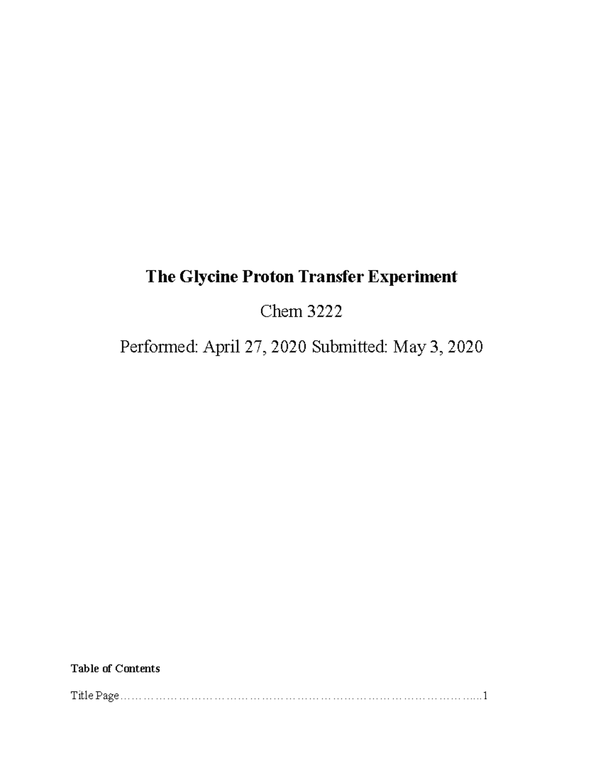 Pchem Glycine protein lab - The Glycine Proton Transfer Experiment Chem ...