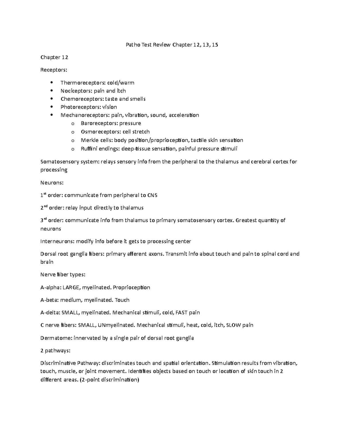 Patho Review - chapter notes - Patho Test Review Chapter 12, 13, 15 ...