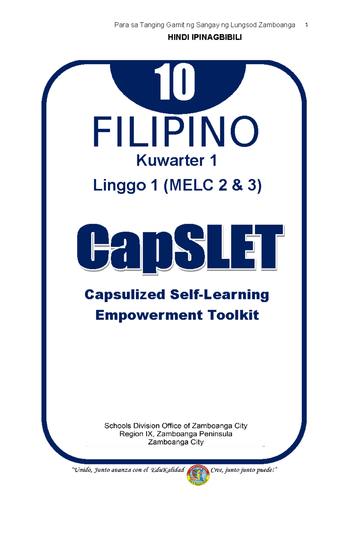 Grade 10 Q1 wk1 MELC 2 3 - Filipino - Capsulized Self-Learning Empowerment Toolkit 10 Kuwarter 1 ...