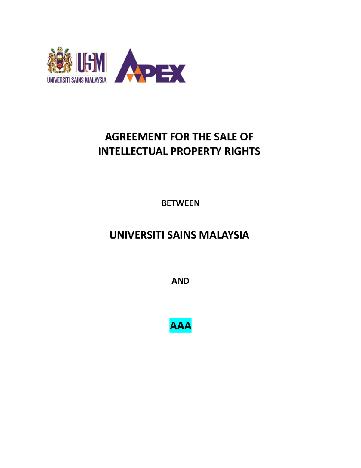 PP 14 - Sale of IP Right Agreement - AGREEMENT FOR THE SALE OF ...