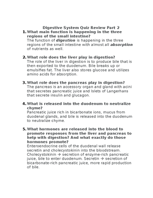 Digestive System Quiz Review Part 1 - 1 the pathway that food takes as ...