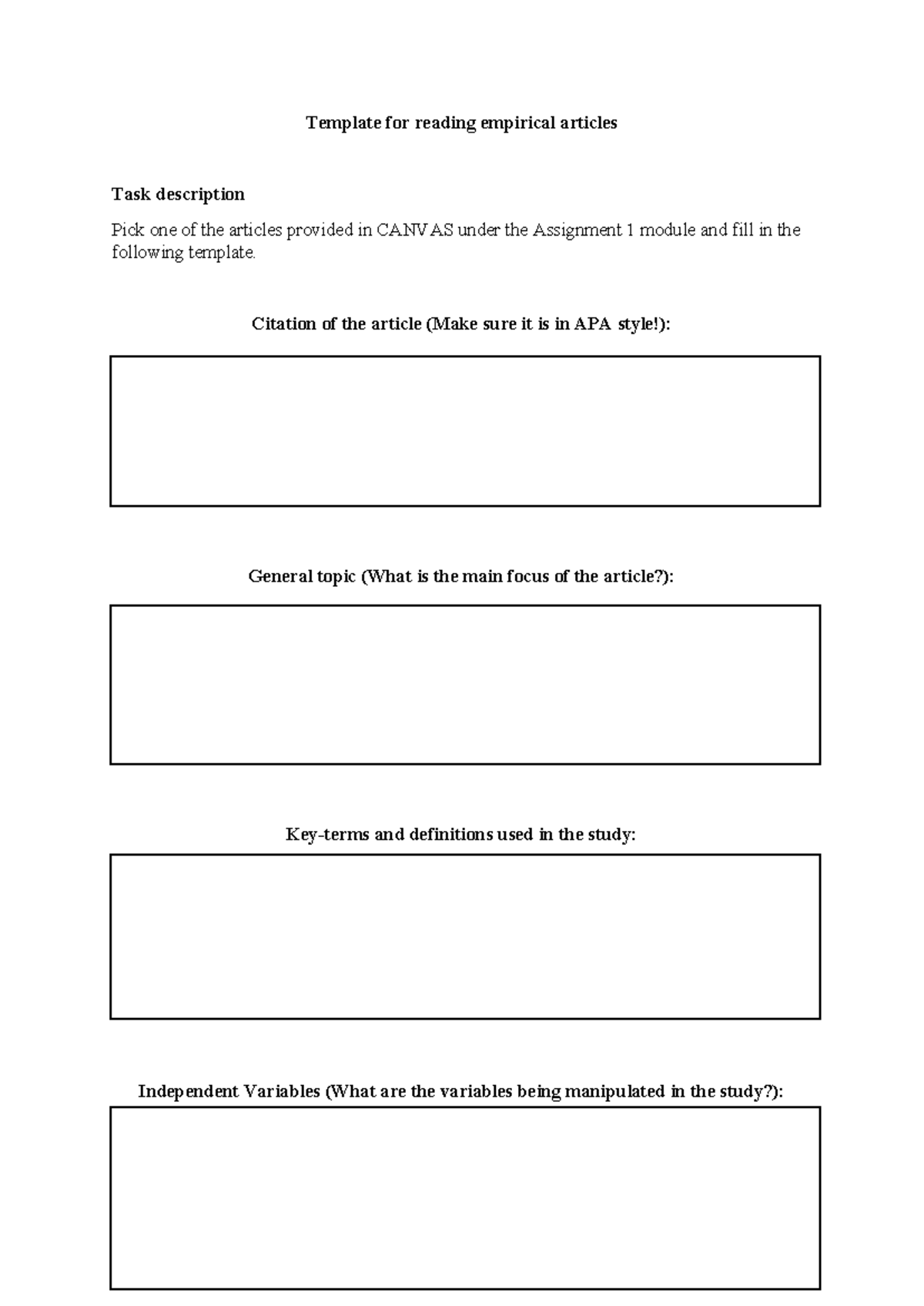 PSY10006 Assignment 1Reading Research Template-1 - Template for reading ...