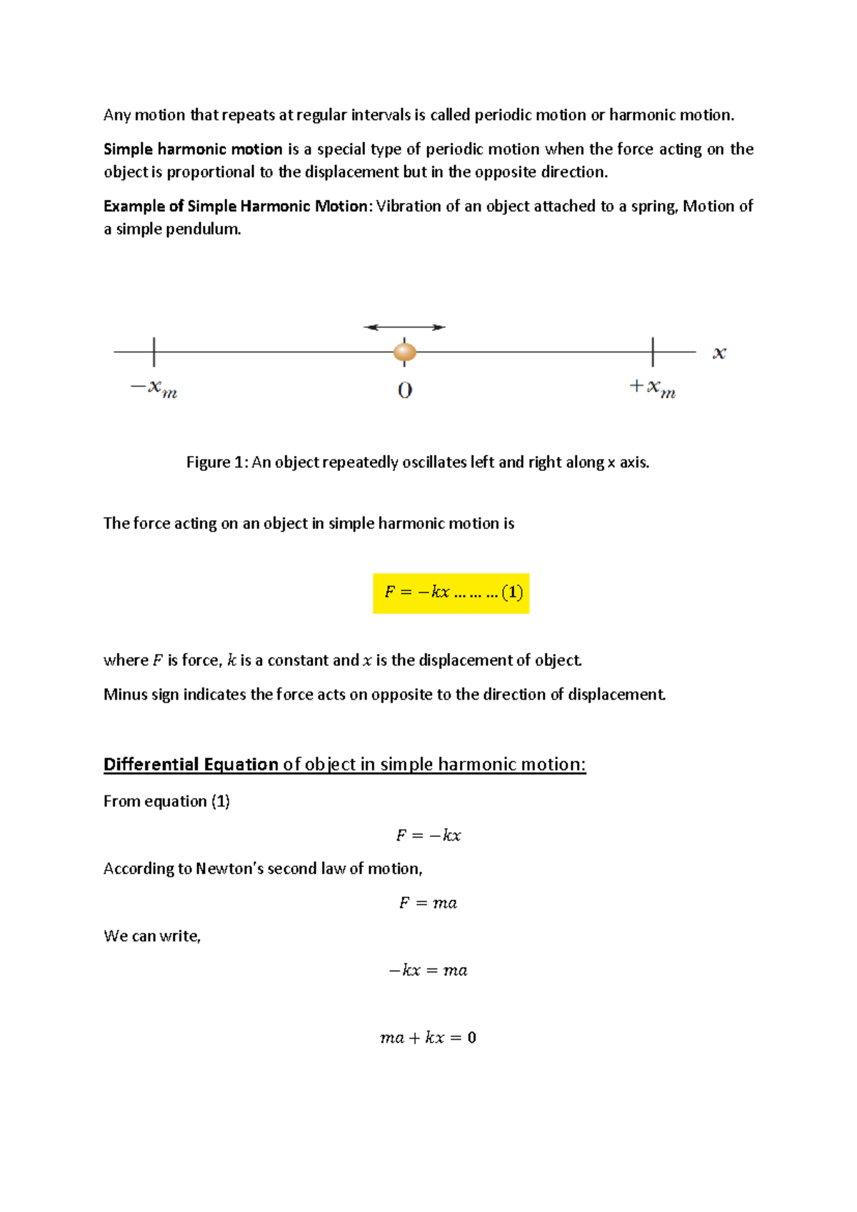 Lecture Sheet 1 - Any motion that repeats at regular intervals is ...