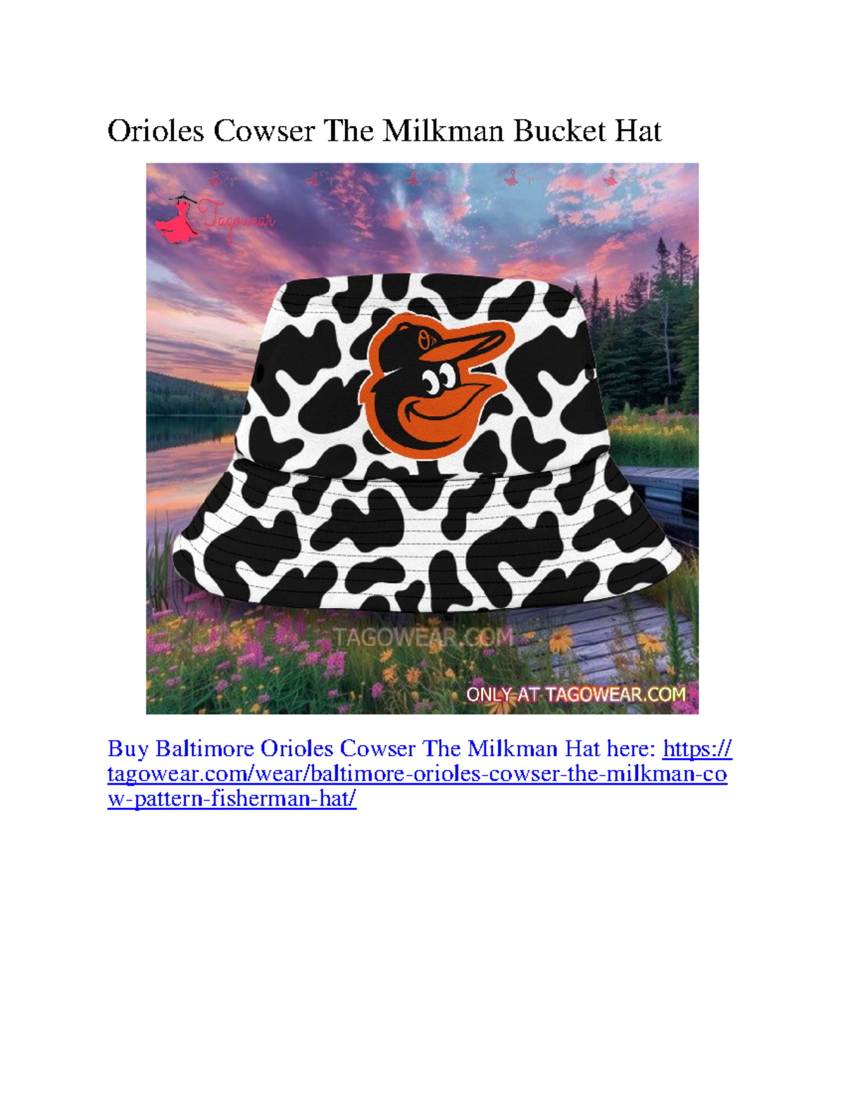 Orioles Cowser The Milkman Bucket Hat - BU430 - Studocu