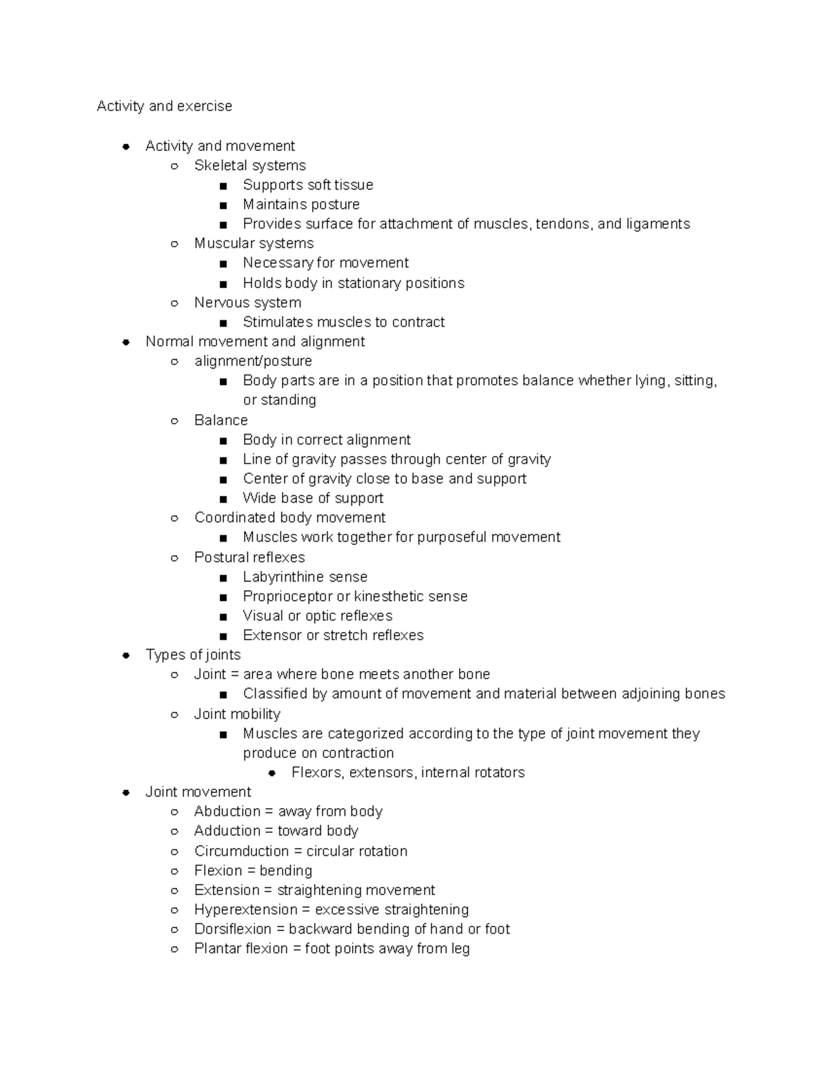 Activity and exercise - Use of proper body movement in daily activities ...