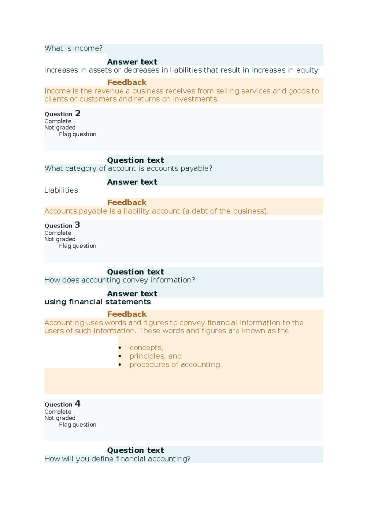 Learning unit 1 self assesment - What is income? Answer text increases ...