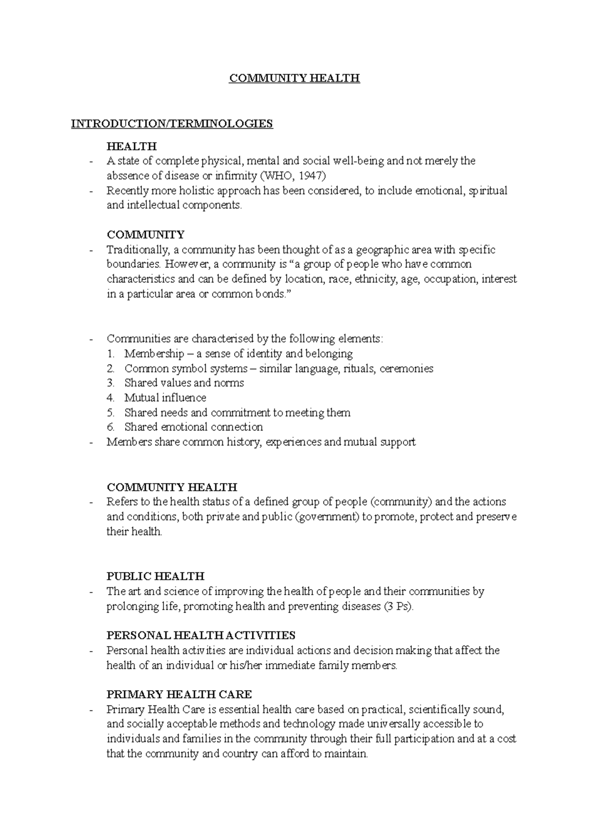 Community Health Upgrading - COMMUNITY HEALTH INTRODUCTION ... Community Health Upgrading - COMMUNITY HEALTH INTRODUCTION ...