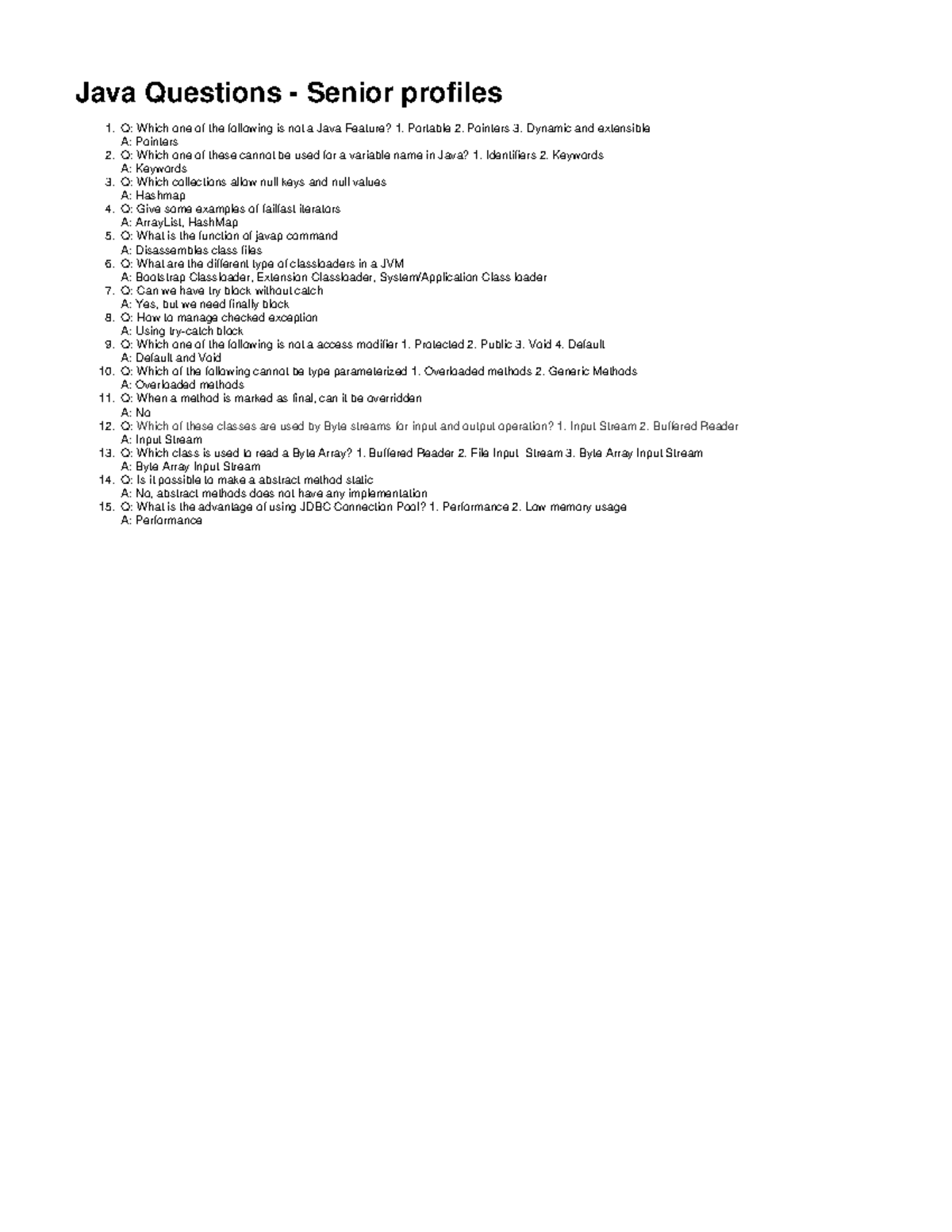 Java Questions-Seniorprofiles WMIT - 1. 2. 3. 4. 5. 6. 7. 8. 9. 10. 11 ...