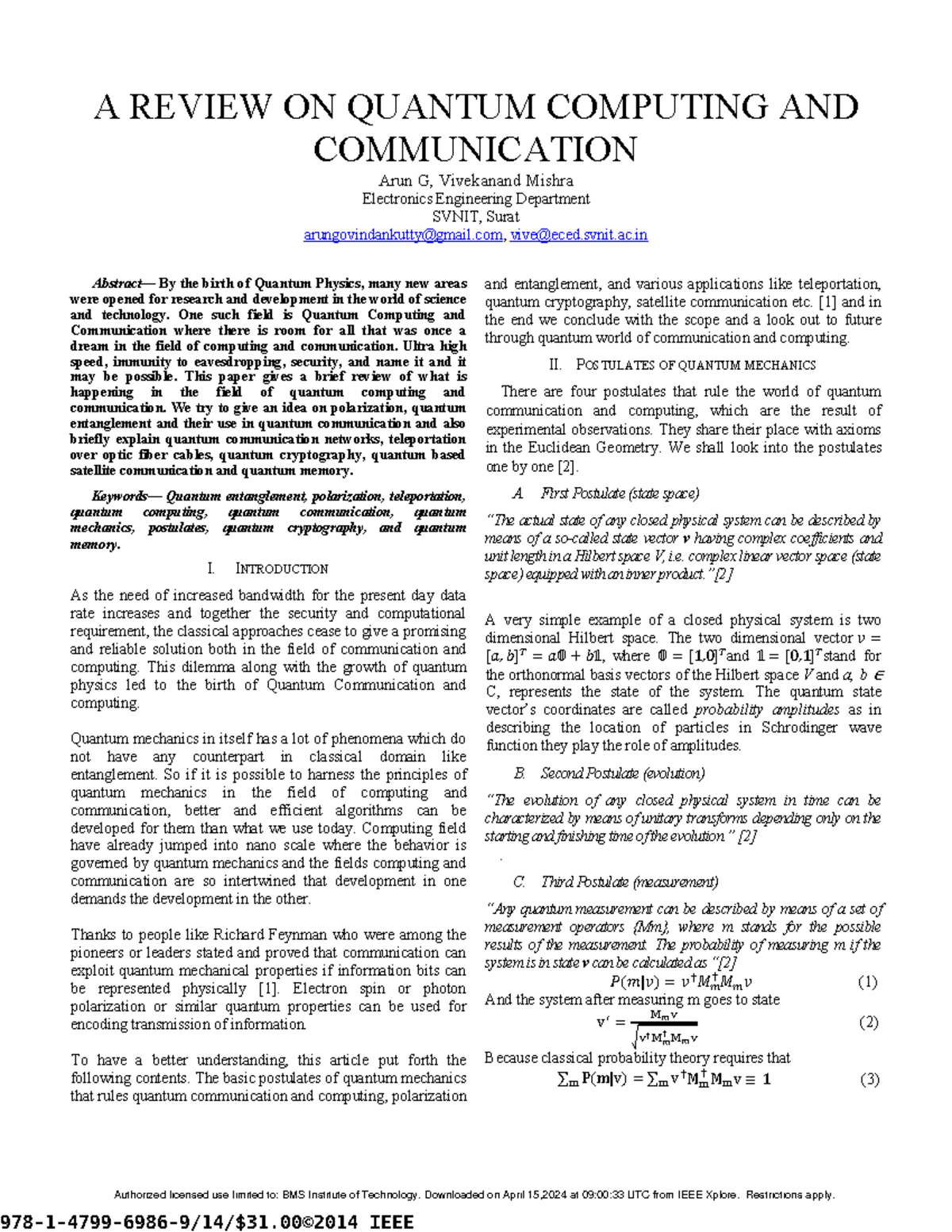 A review on quantum computing and communication - A REVIEW ON QUANTUM ...