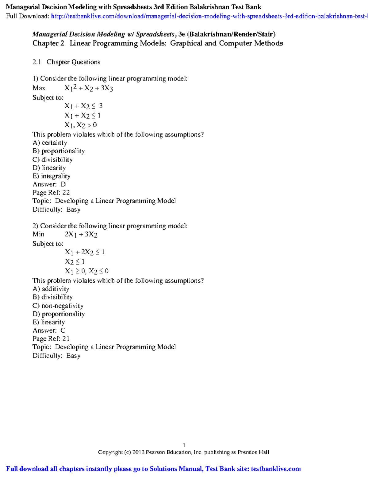 3qa3 Test Questions-chapter 2: Linear Programming - 1 Copyright (c ...