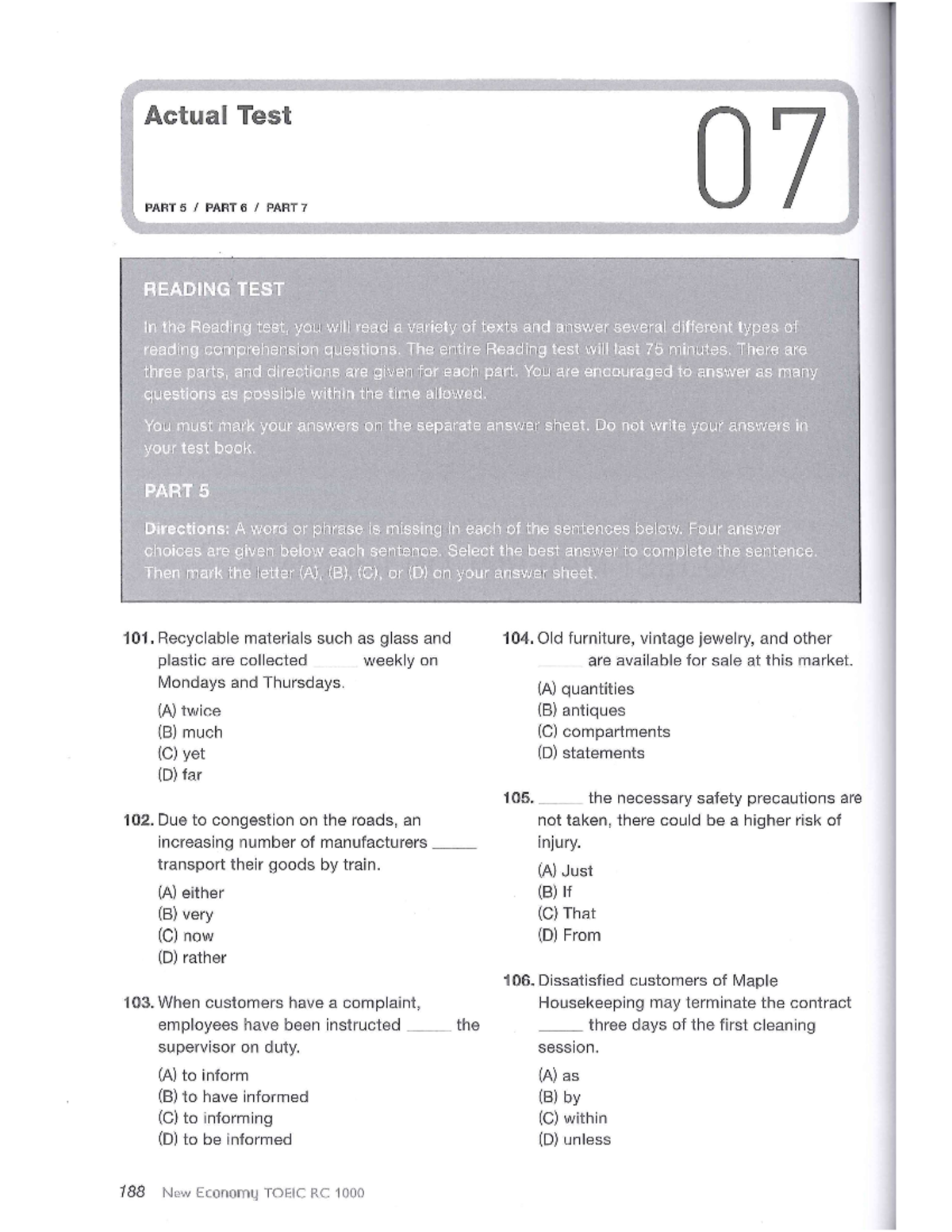 PART5.6 - Toeic reading part 5 - Actual Test 07 PART 5 PART 6 PART 7 ...