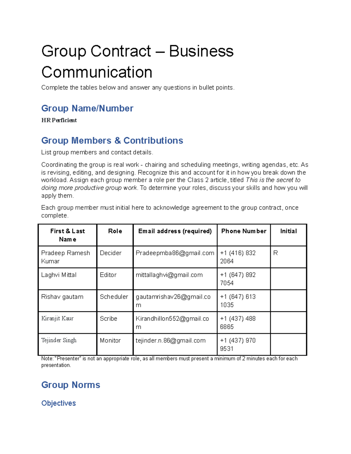 1 group contract for business comm - Group Contract – Business ...