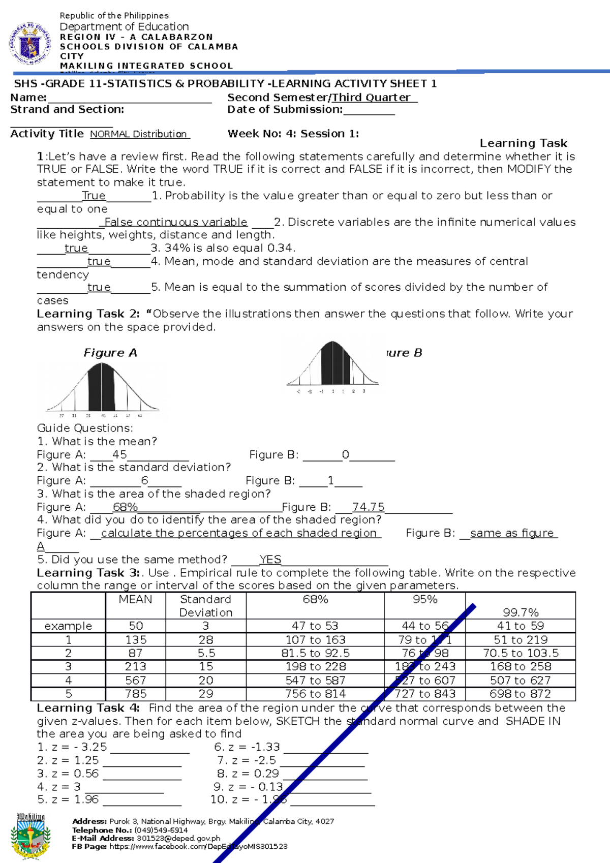 Week-4 Statistics-AND- Probability- Activity-Sheet - SHS -GRADE 11 ...