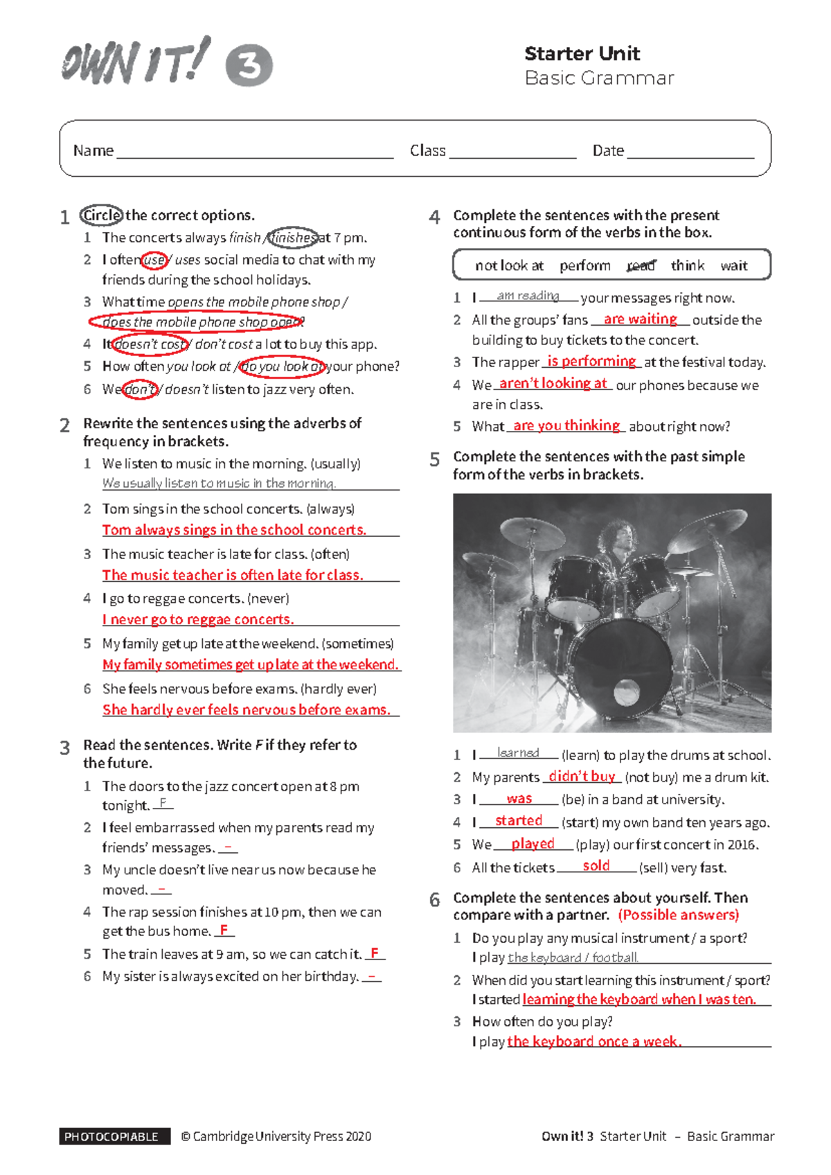 Basic Grammar Starter with answers - PHOTOCOPIABLE © Cambridge ...