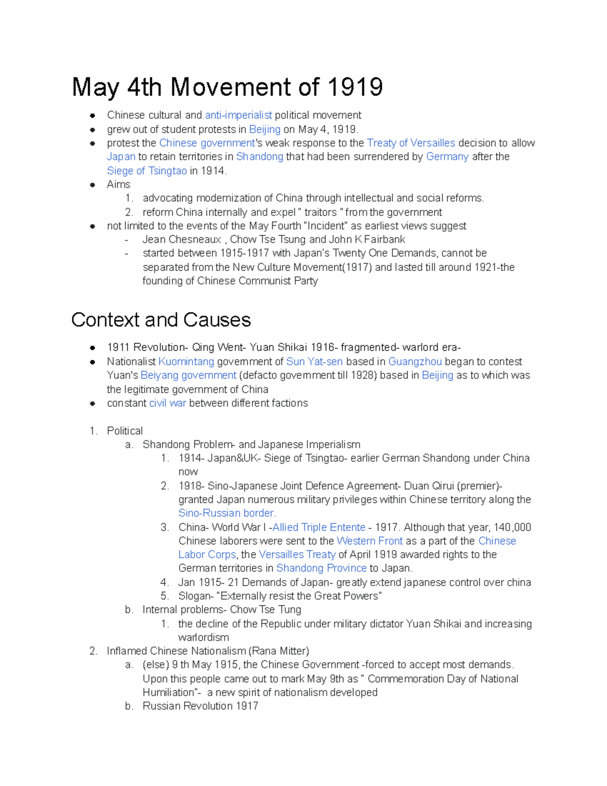 May 4th Movement of 1919- China - May 4th Movement of 1919 Chinese ...