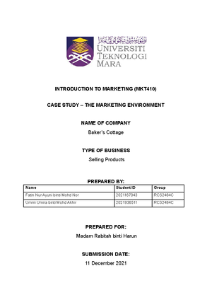 ASSIGNMENT MKT410 - FACULTY OF APPLIED SCIENCES INTRODUCTION TO ...