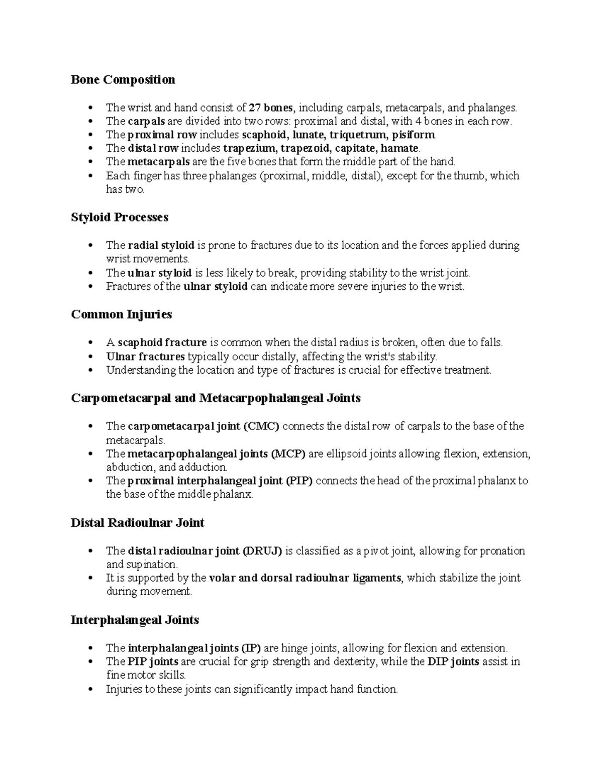 Bone Composition - Bone Composition The wrist and hand consist of 27 ...