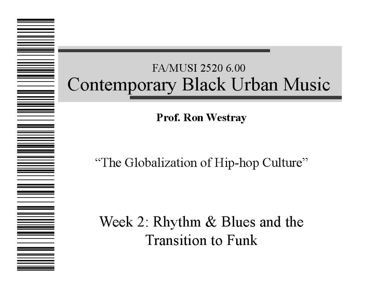 Week 2 - Rhythm Blues and the Transition to Funk.ppt (Read-Only) - FA ...