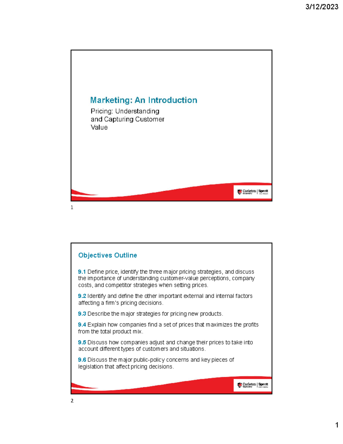 Pricing - Marketing: An Introduction Pricing: Understanding and Capturing Customer Value ...