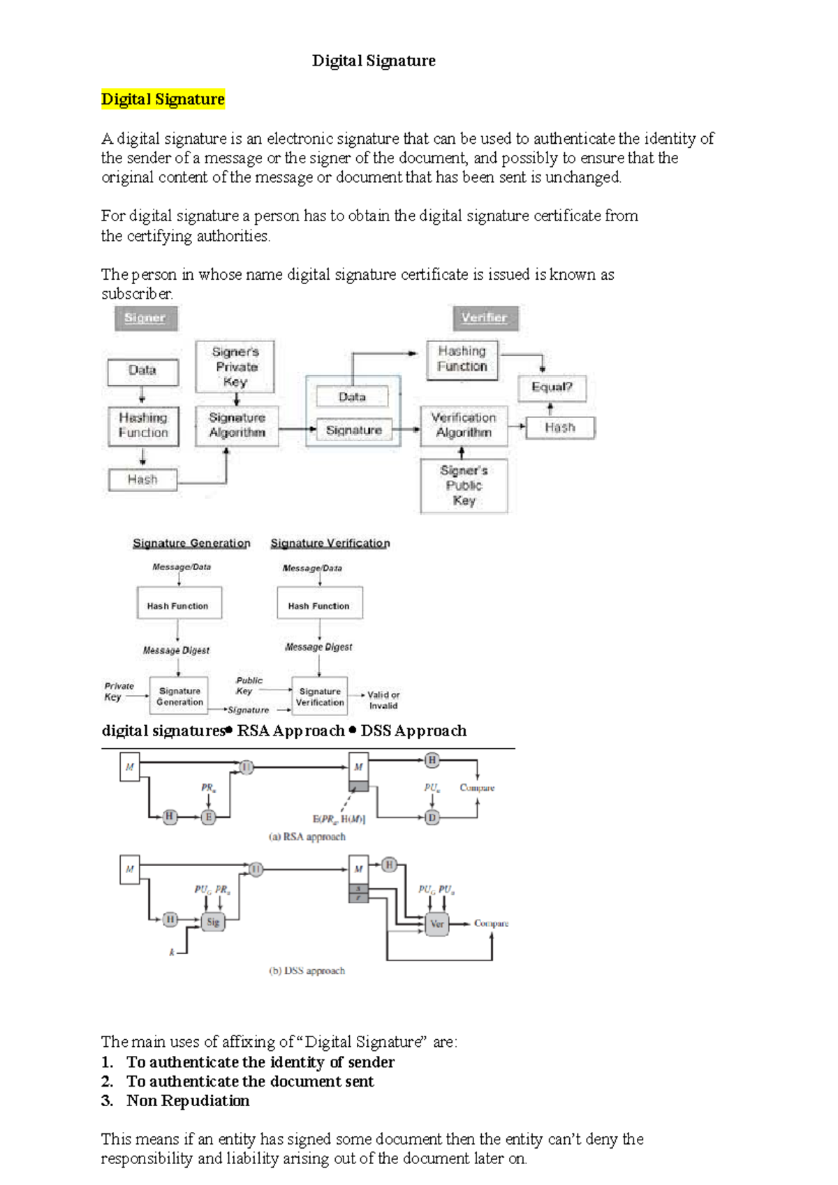 Digital Signature - Digital Signature Digital Signature A digital ...