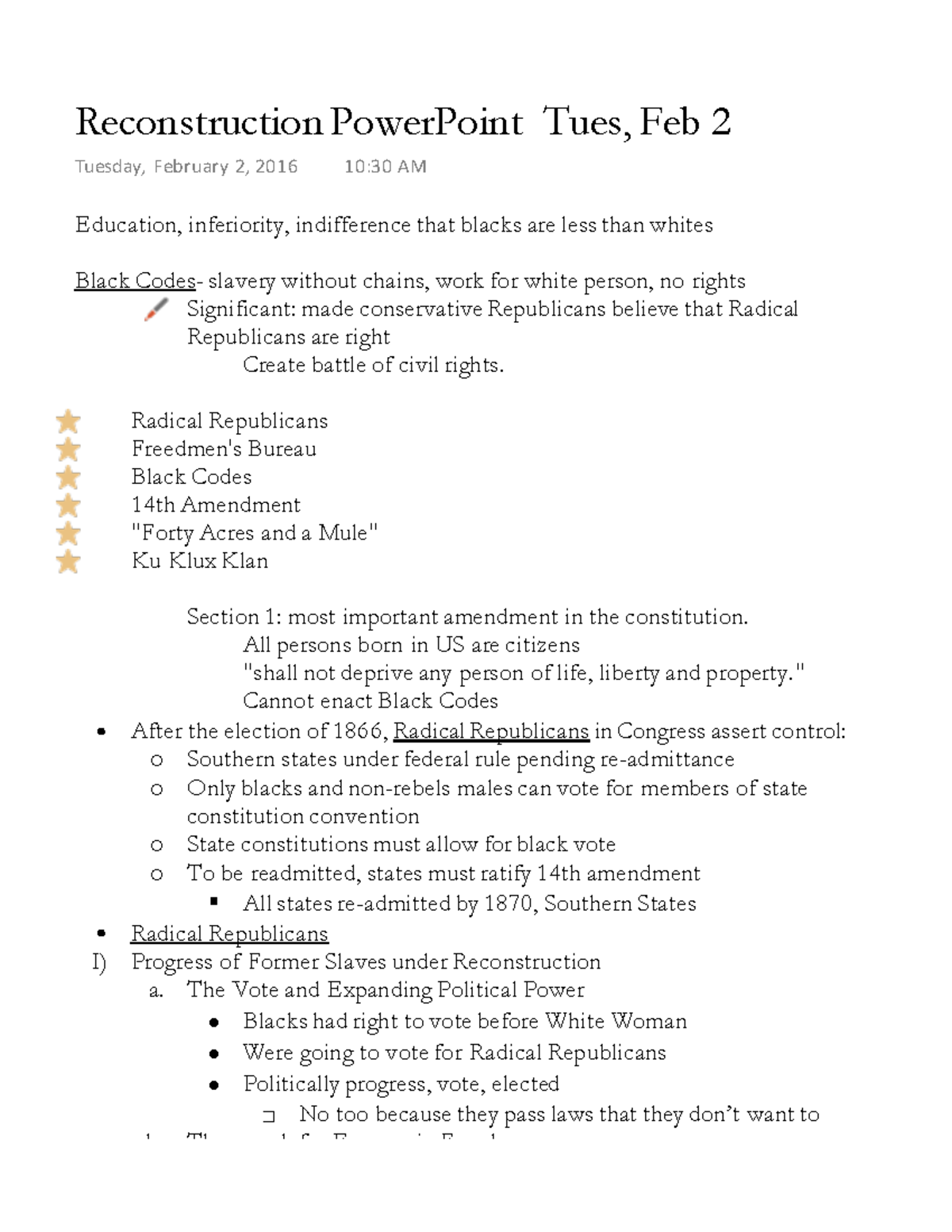 Reconstruction Power Point Tues, Feb 2 - Radical Republicans Bureau ...