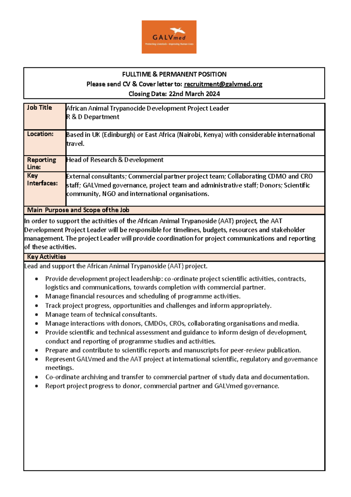 AAT-Project-Leader-Job-Ad - Job Title African Animal Trypanocide ...