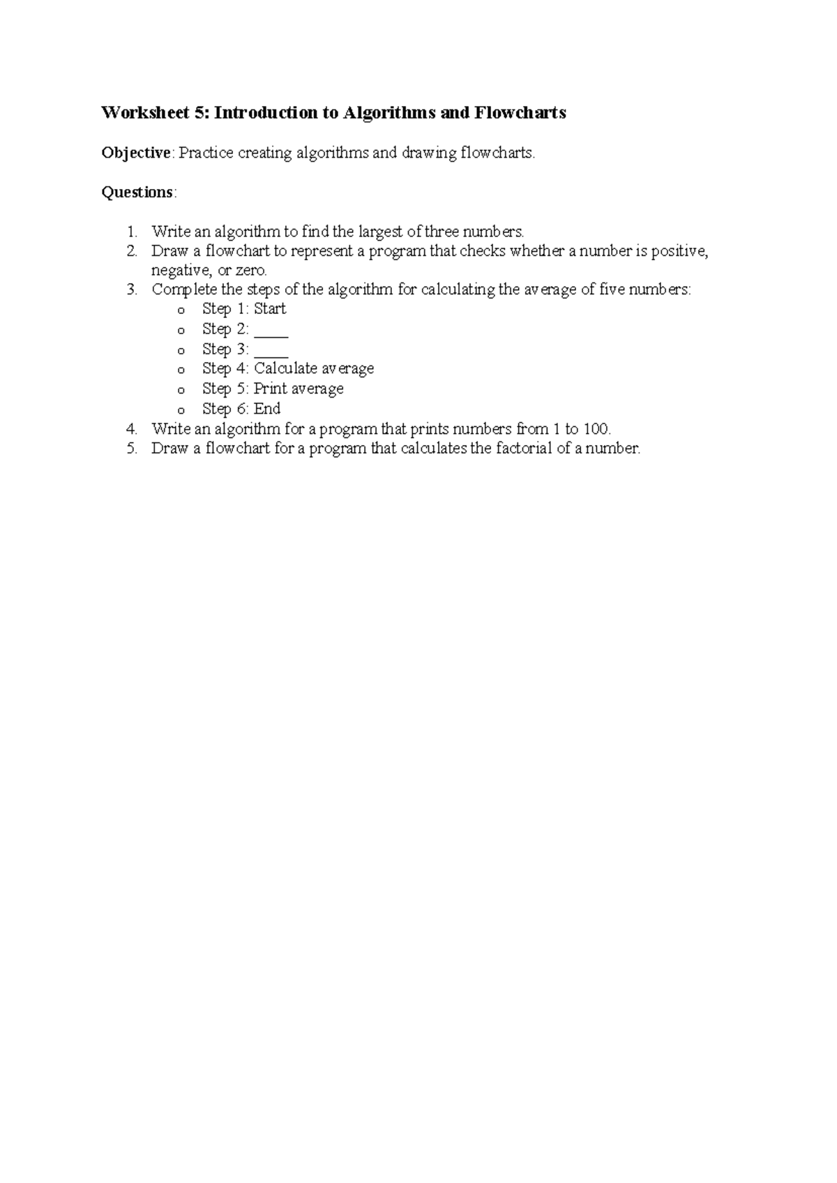 Worksheet 5 - understanding computer science - Worksheet 5 ...
