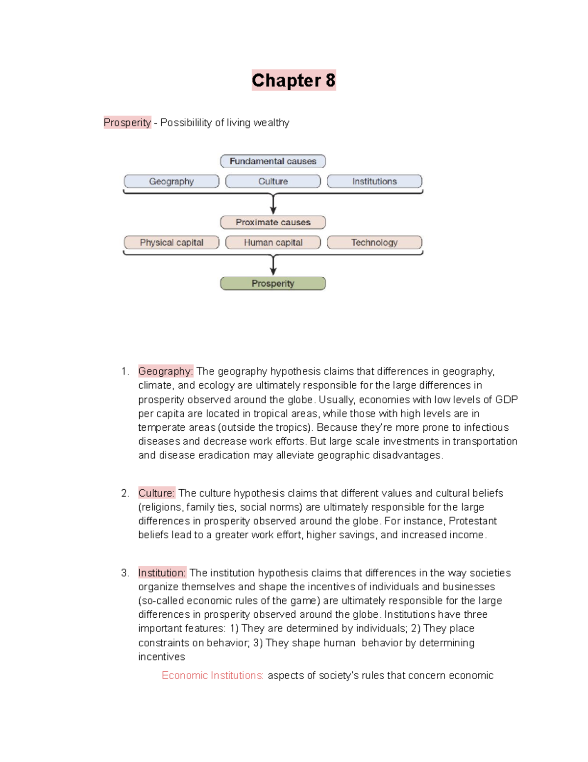 ECO 211 chapter 8 - Chapter 8 Prosperity - Possibilility of living ...