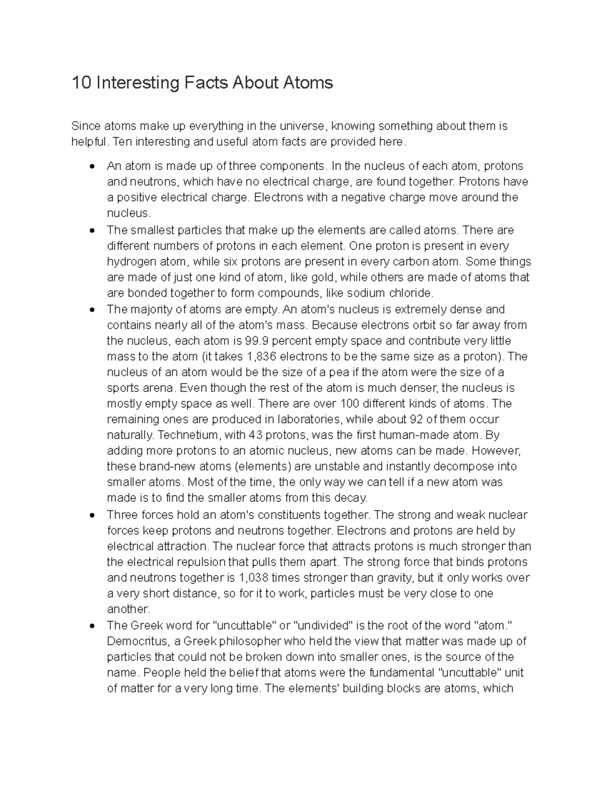 Facts about Atom - chem114 - 10 Interesting Facts About Atoms Since ...